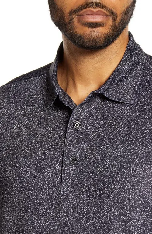 Cutter & Buck Pike Micro Floral Print Polo - Black