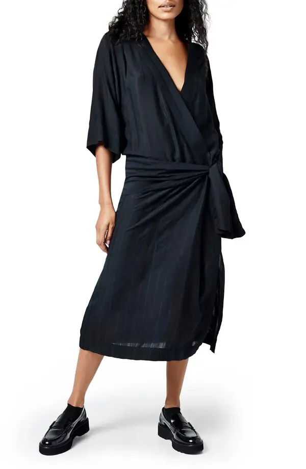 Smythe Drop Waist Belted Dress In Diaphanous Black Stripe - 50% Off |  Editorialist