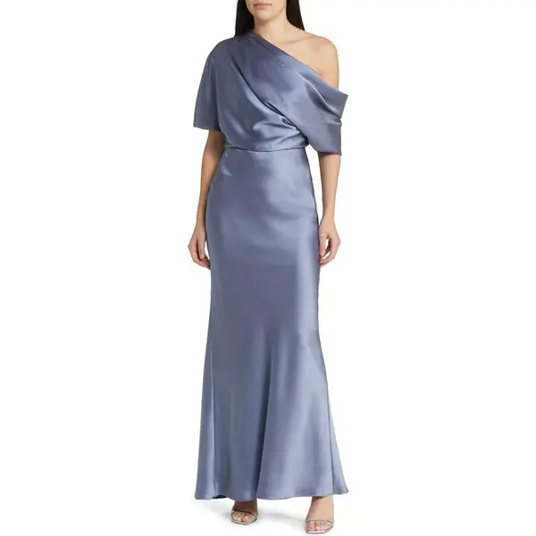 Amsale One-shoulder Fluid Satin Gown