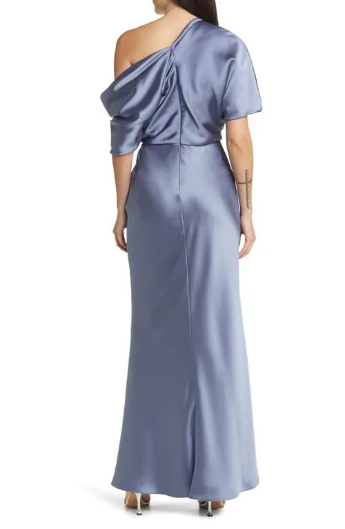 Amsale One-shoulder Fluid Satin Gown