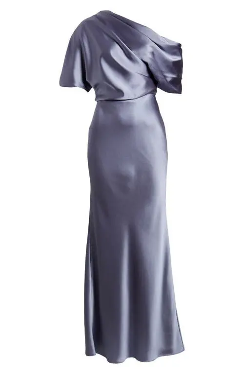 Amsale One-shoulder Fluid Satin Gown