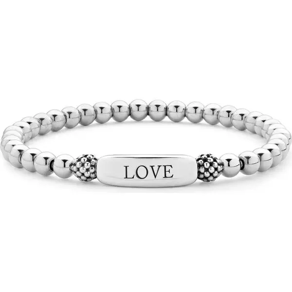 Lagos Signature Caviar Love Stretch Bracelet - Silver