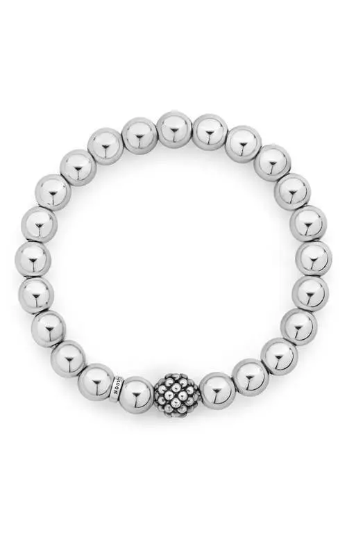 Lagos Signature Caviar Lattice Ball Stretch Bracelet - Silver