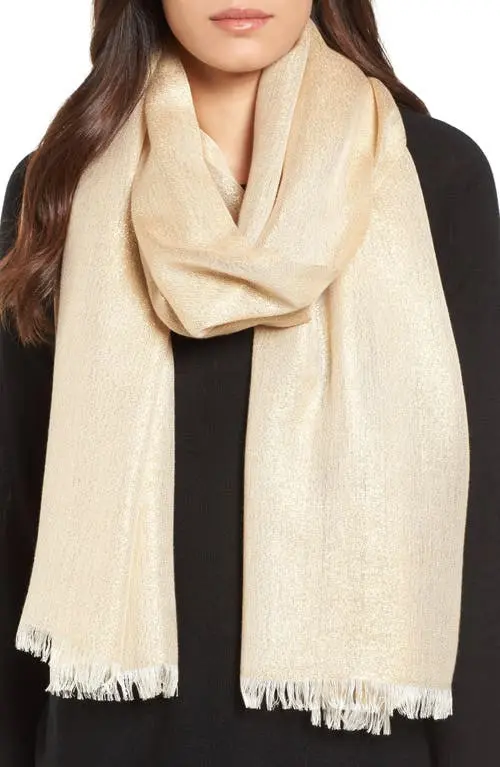 Nordstrom Metallic Lightweight Wrap - Gold