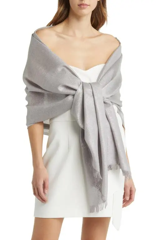 Nordstrom Metallic Lightweight Wrap - Silver