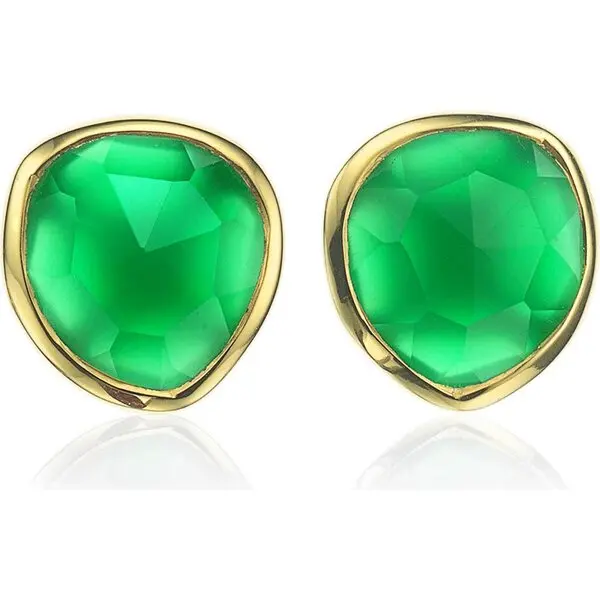 Monica Vinader Siren Stud Earrings - Gold/green Onyx
