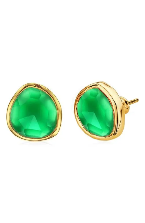 Monica Vinader Siren Stud Earrings - Gold/green Onyx