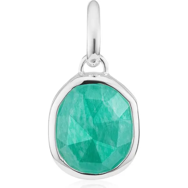 Monica Vinader Siren Medium Bezel Pendant Charm - Silver/amazonite