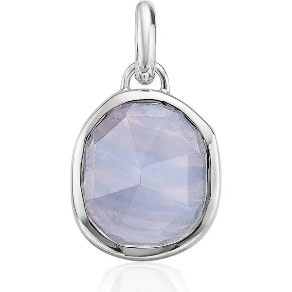 Monica Vinader Siren Medium Bezel Pendant Charm - Silver/blue Lace Agate