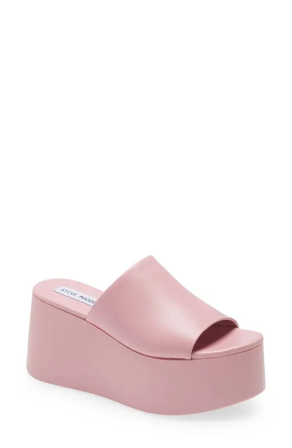 Steve Madden Christa Platform Slide Sandal - Pink Leather