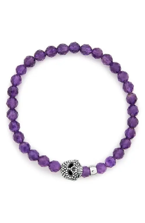 Lagos Signature Caviar Skull Stone Stretch Bracelet - Amethyst