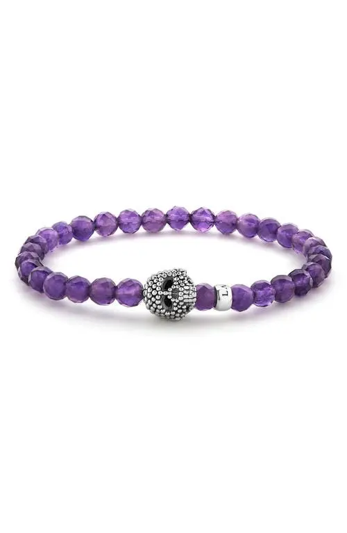 Lagos Signature Caviar Skull Stone Stretch Bracelet