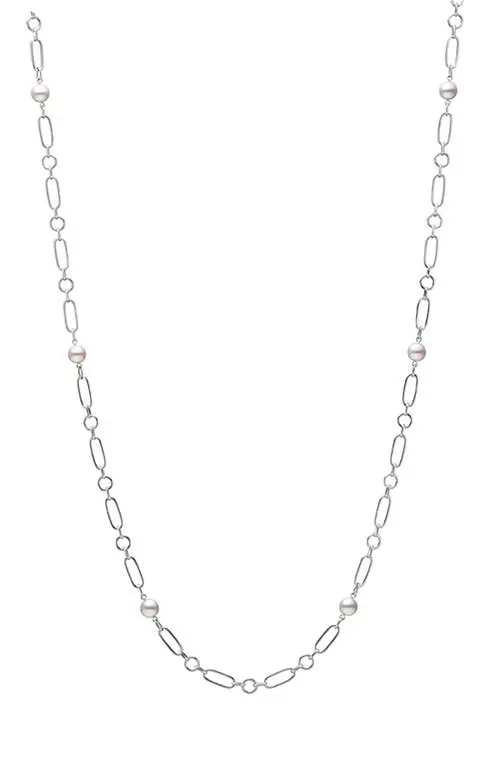 Mikimoto Cultured Pearl Station Necklace - White/gold Pearl