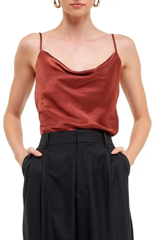 Endless Rose Cowl Neck Camisole - Brown