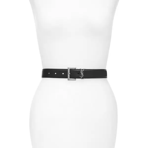 Saint Laurent Laque Monogram Leather Belt - Nero