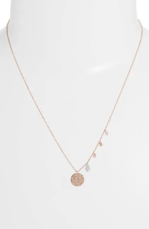 Meira T Diamond Pavé Disc & Hamsa Necklace