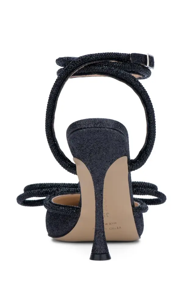Mach & Mach Glitter Double Crystal Bow Pointed Toe Pump