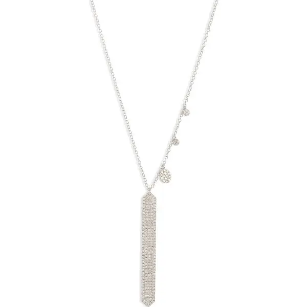 Meira T Diamond Pavé Bar Pendant Necklace - White Gold