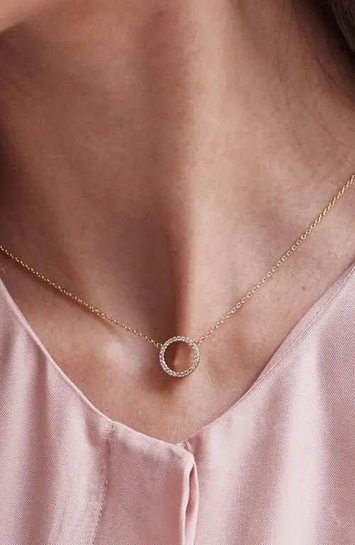 Estée Lauder Pavé Crystal Circle Pendant Necklace - Gold