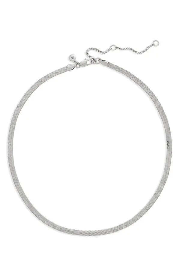 Madewell Herringbone Chain Necklace - Light Silver Ox