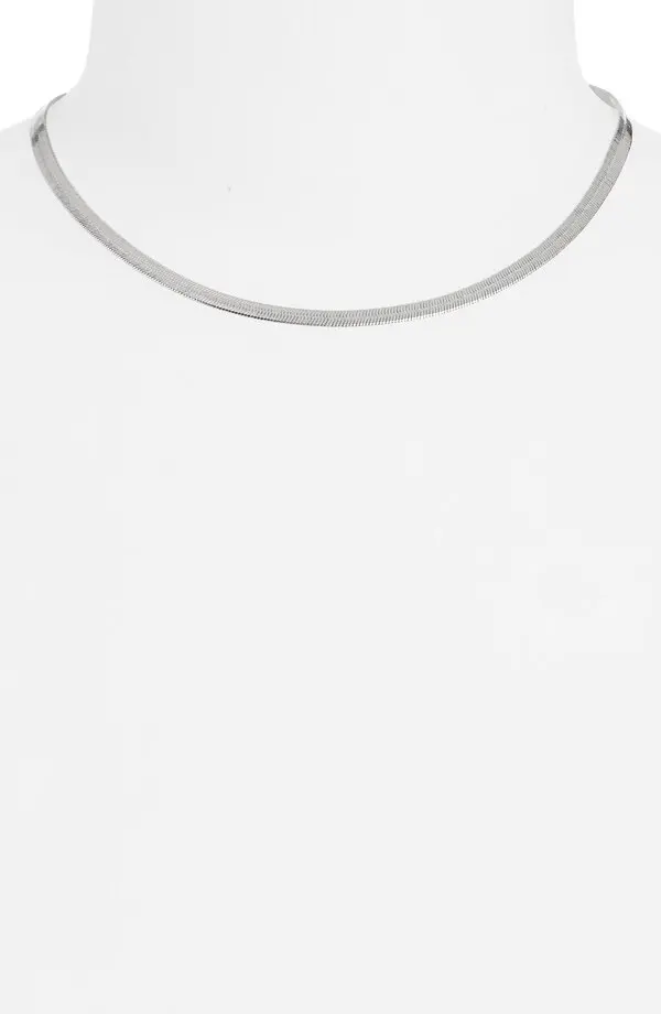 Madewell Herringbone Chain Necklace - Light Silver Ox
