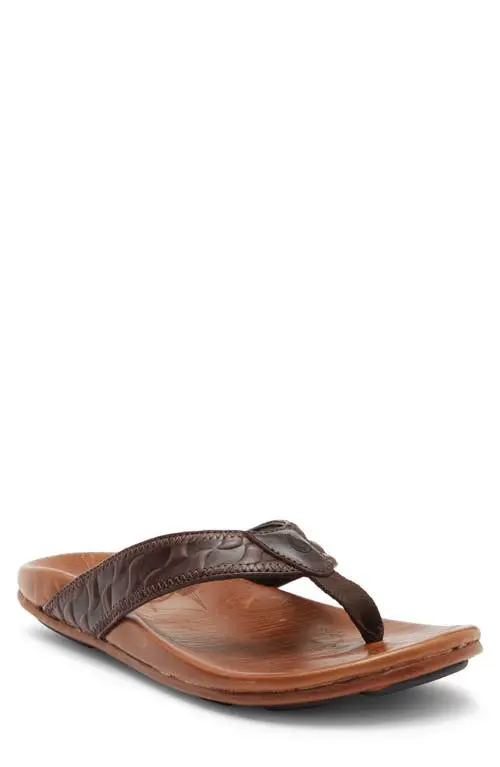 Olukai Hikianalia Flip Flop - Dark Java/tan