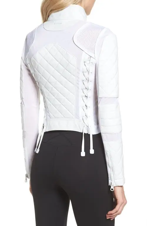 Blanc Noir Leather & Mesh Moto Jacket