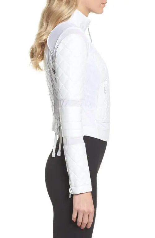 Blanc Noir Leather & Mesh Moto Jacket