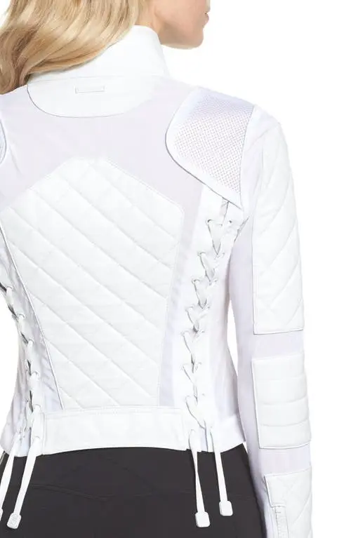 Blanc Noir Leather & Mesh Moto Jacket