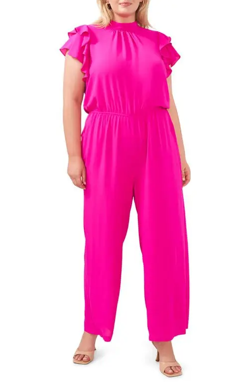 1.State Flutter Sleeve Jumpsuit - Fiercely Fuchsia