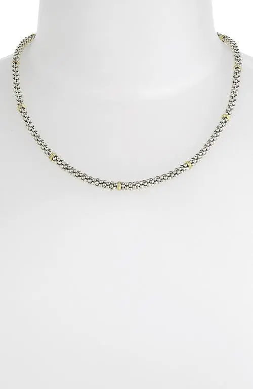 Lagos Two-tone Caviar Beaded Necklace - Silver/ Gold