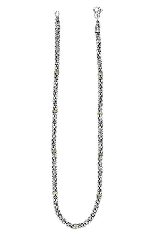 Lagos Two-tone Caviar Beaded Necklace - Silver/ Gold