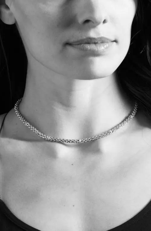 Lagos Two-tone Caviar Beaded Necklace - Silver/ Gold
