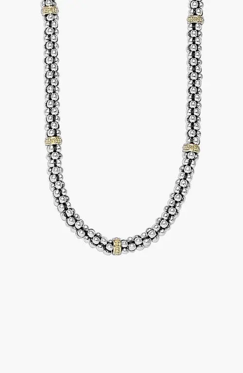 Lagos Two-tone Caviar Beaded Necklace - Silver/ Gold