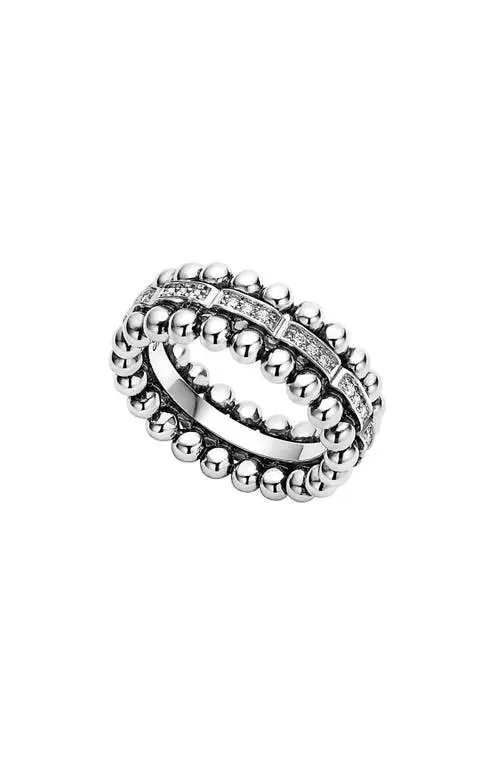 Lagos Caviar Spark Diamond Band Ring - Silver/diamond