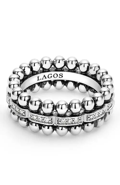 Lagos Caviar Spark Diamond Band Ring In Sterling Silver - Silver/diamond