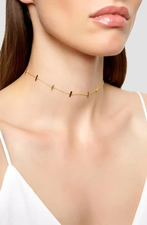Argento Vivo Bar Station Chain Choker - Gold