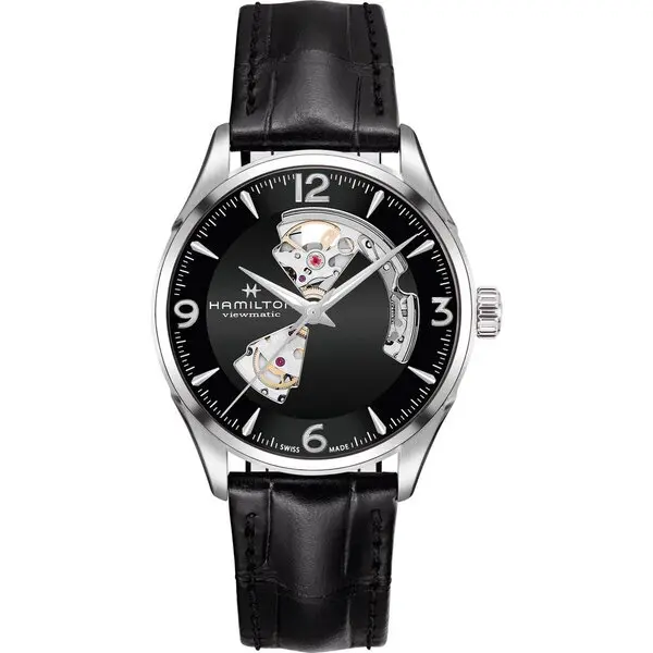 Hamilton Jazzmaster Automatic Leather Strap Watch - Black