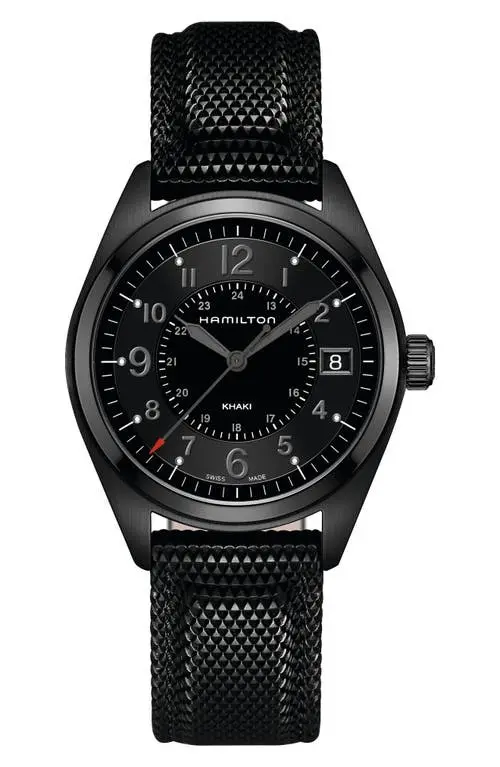 Hamilton Khaki Field Silicone Strap Watch - Black