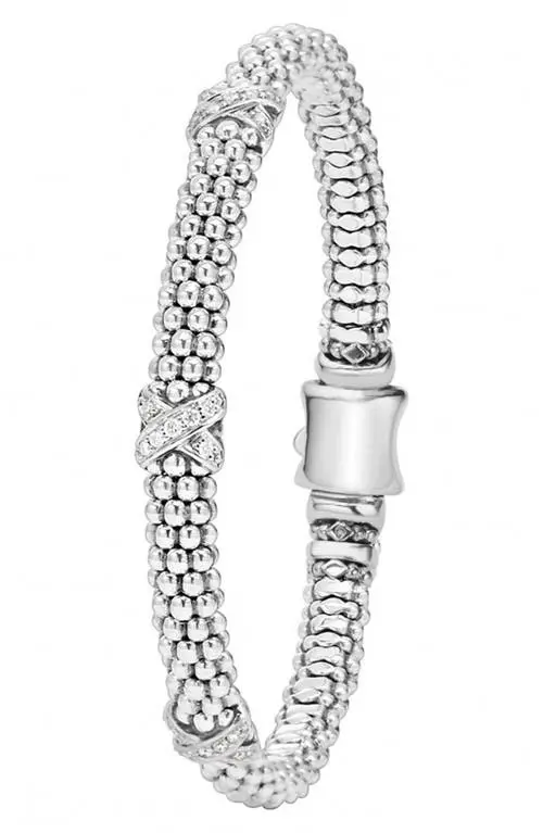 Lagos Signature Caviar Diamond Bracelet - Sterling Silver
