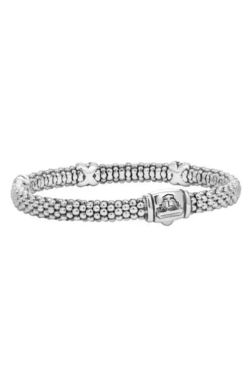 Lagos Signature Caviar Diamond Bracelet - Sterling Silver