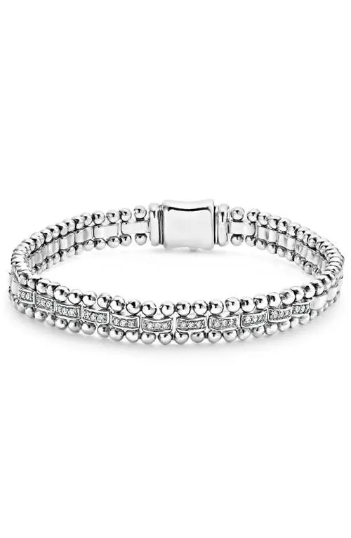 Lagos Caviar Spark Diamond Link Bracelet - Silver/ Diamond