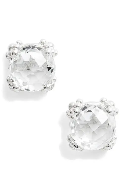 Anzie Dew Drop White Topaz Cluster Stud Earrings - Silver/ White Topaz