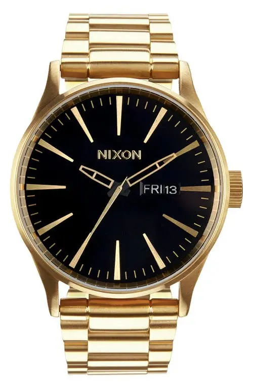 Nixon Sentry Bracelet Watch - Gold/ Black