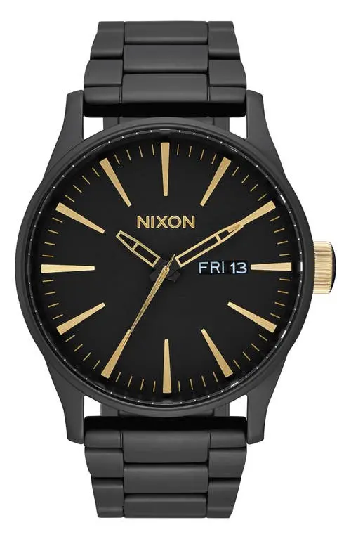 Nixon Sentry Bracelet Watch - Matte Black/gold