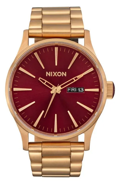 Nixon Sentry Bracelet Watch - Oxblood Sunray/gold