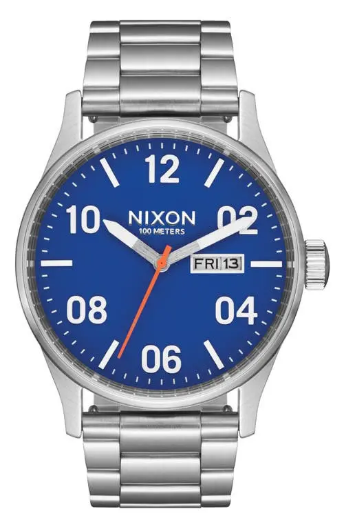 Nixon Sentry Bracelet Watch - Silver / Cobalt