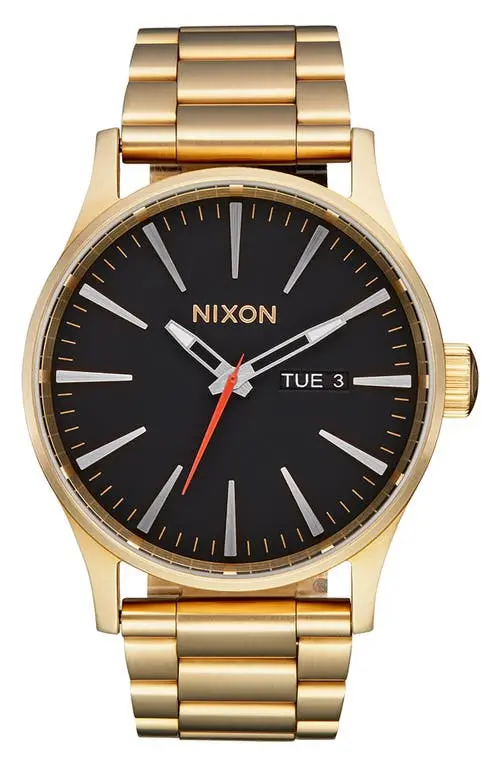 Nixon Sentry Bracelet Watch - Yellow Gold / Black