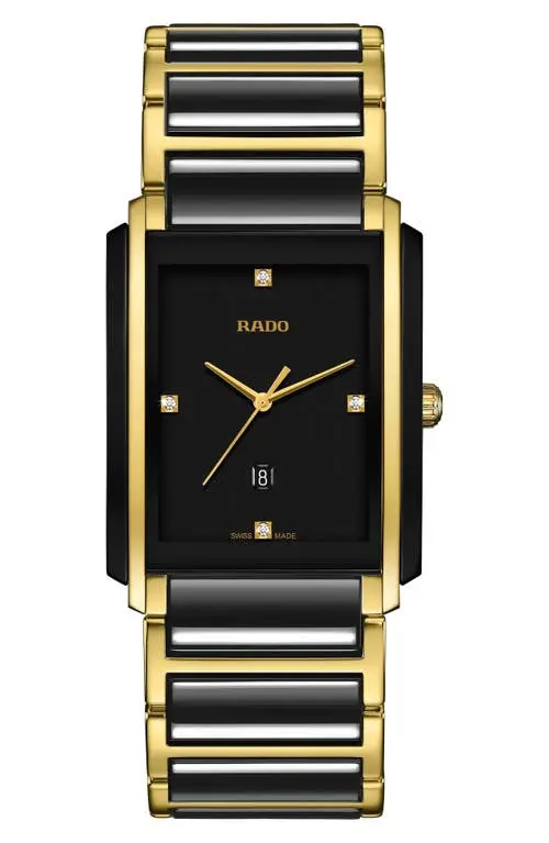 RADO Integral Diamond Ceramic Bracelet Watch - Black/gold