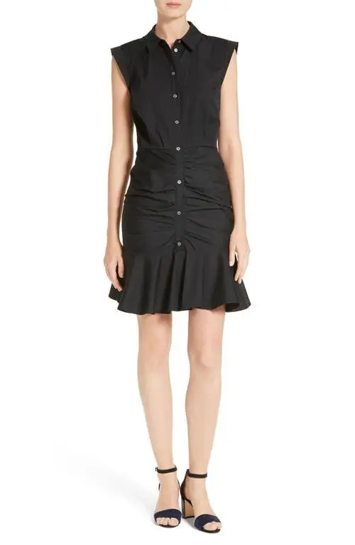Veronica Beard Flare Hem Ruched Shirtdress